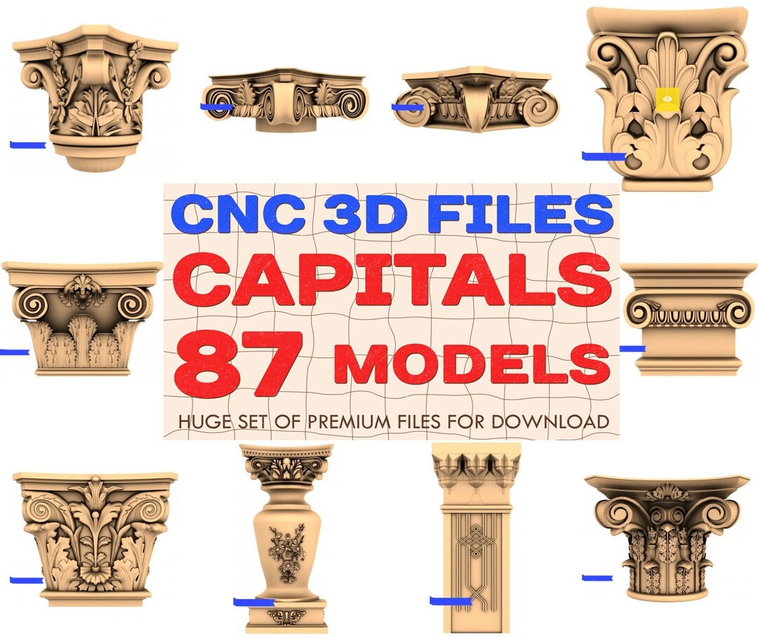 Capitals 87 Pcs CNC Stl 3d Models. Capitals Stl,capitals Cnc,capitals ...