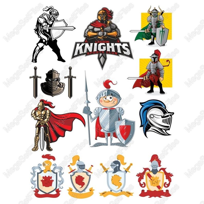 Premium Medieval Knight SVG PNG Clipart Set Heraldic Armor and Shields ...