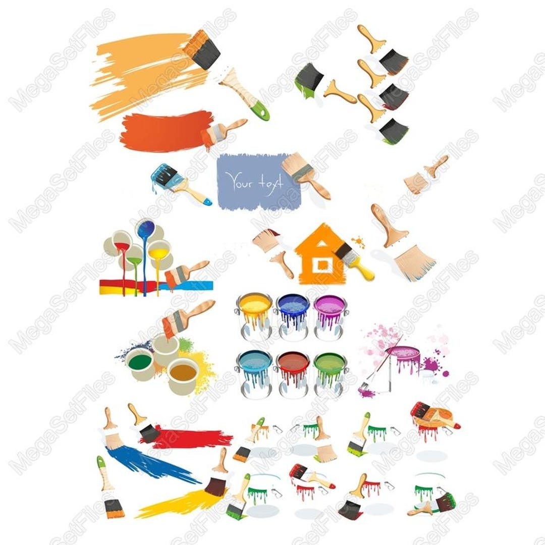 Colorful Paint Brush Clipart Set - Artistic Painting Tools, Home Decor ...