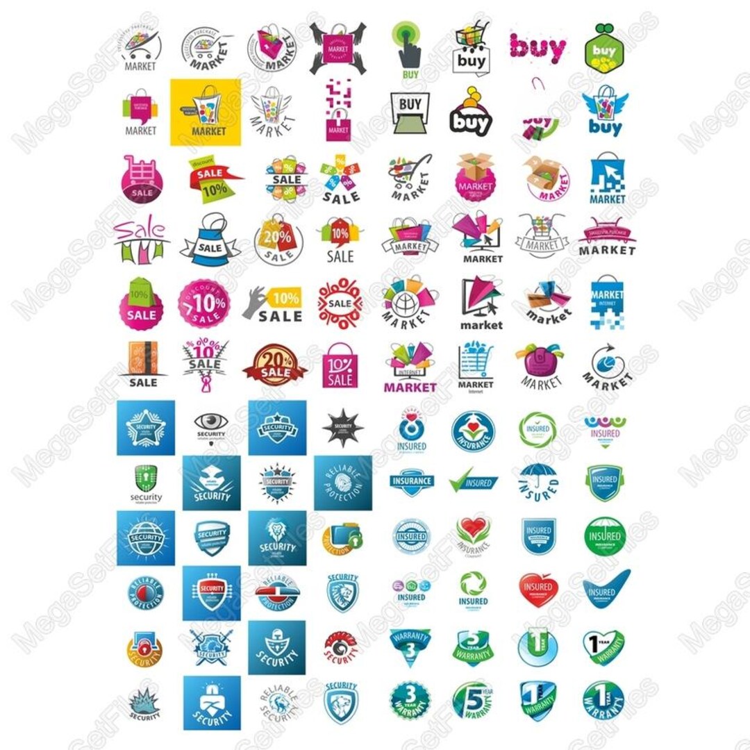 Colorful Business Badges Clipart Set in SVG, PNG - Market, Sale, Buy ...