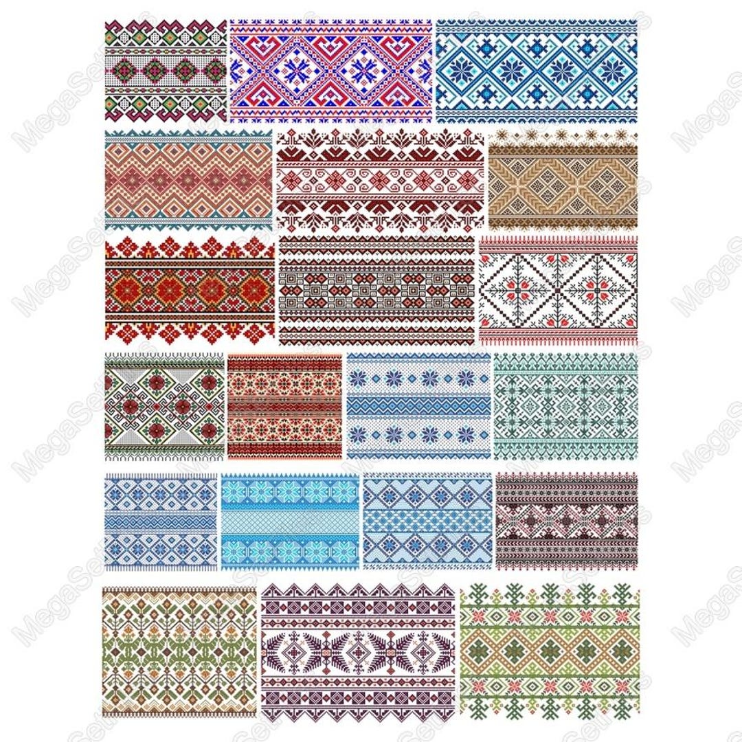 Nordic Folk Art Borders Clipart Set in SVG, PNG | Geometric Patterns ...