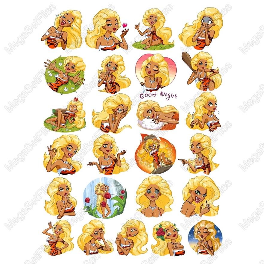 Caveman Style Cartoon Clipart Set - Blonde Character Designs - Fun ...