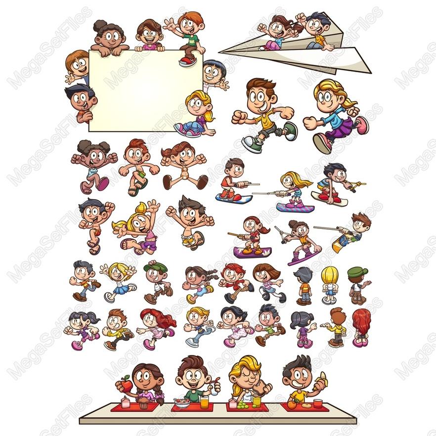 Playful Kids Adventure Clipart Set - SVG, PNG, Cartoon Style, Colorful ...