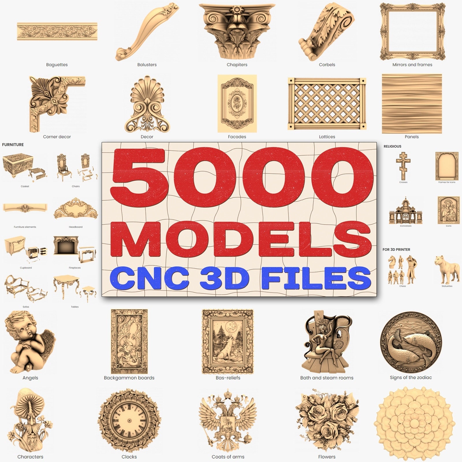 5000 3D Models for CNC Router, Stl File, 3d Cnc, Stl, Cnc Router, Cnc ...