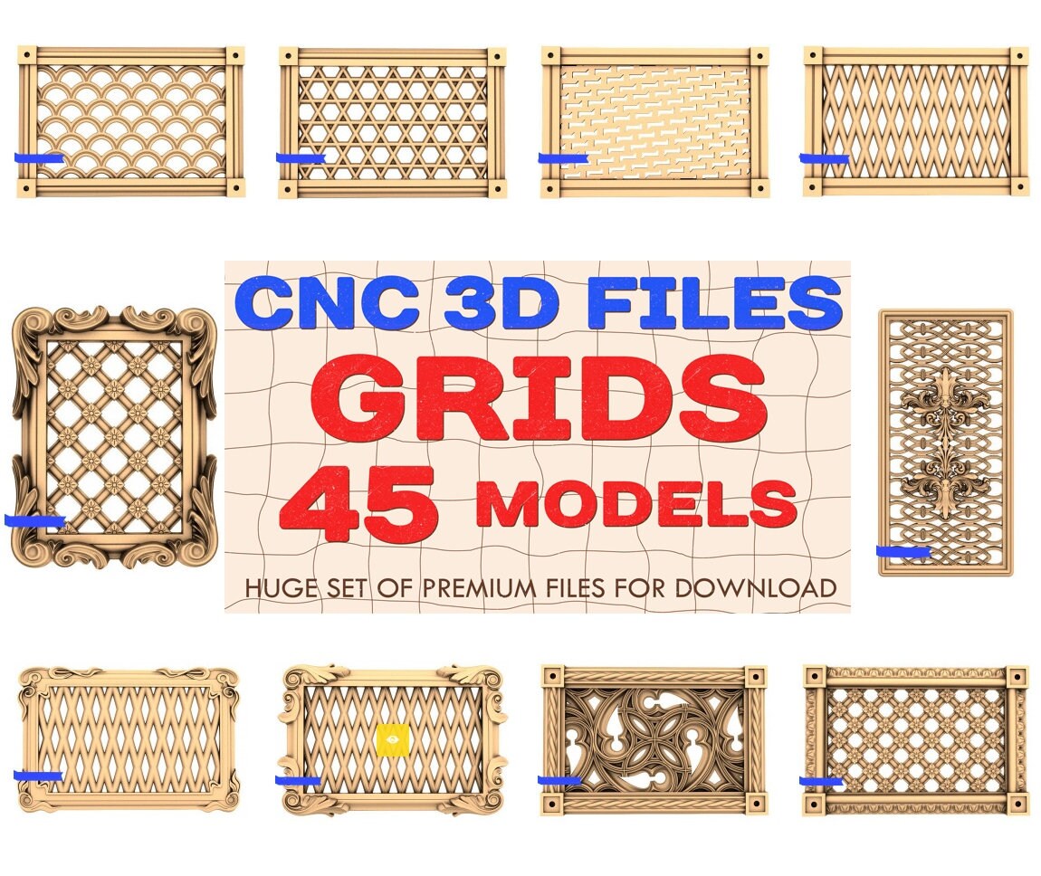 Grids 45 Pcs CNC Stl 3d Models. Grids Stl,grids Cnc,grids 3d,grids ...