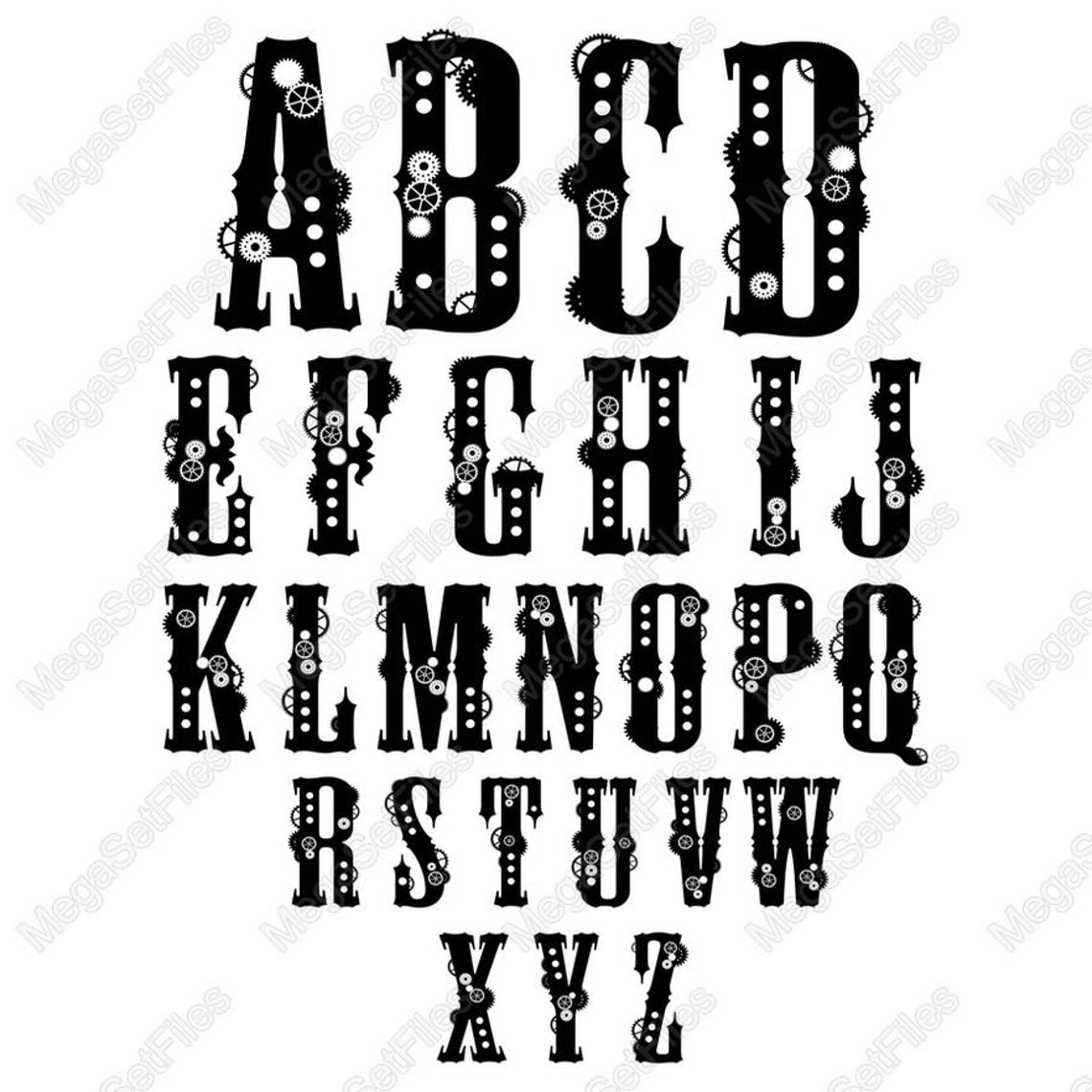 200,000 Cliparts + Steampunk Gear Letters Clipart Set in SVG, PNG ...