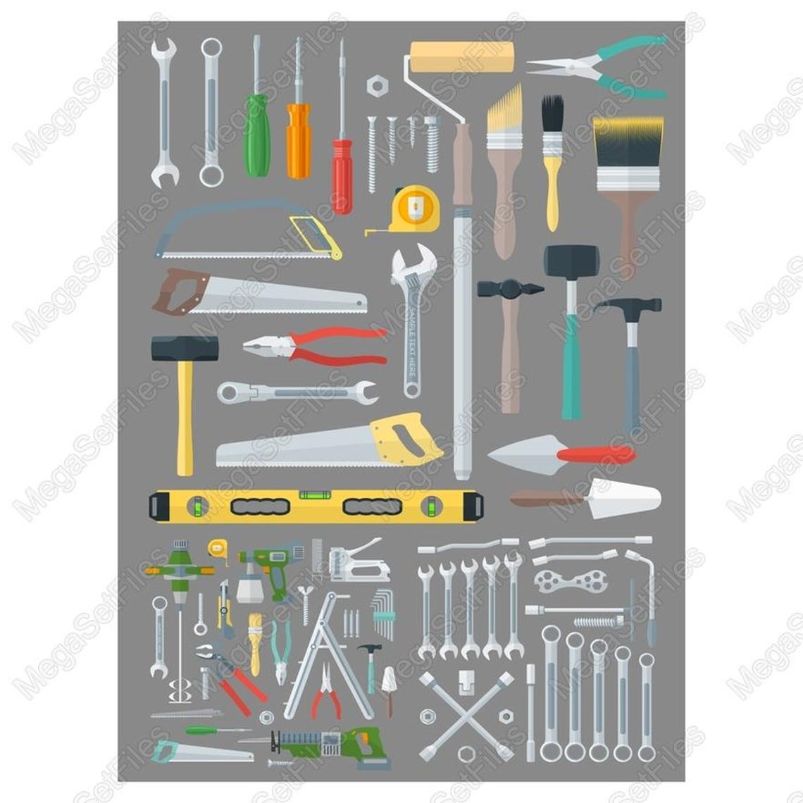 200,000 Cliparts + Colorful Tool Kit Clipart, DIY Tools SVG PNG ...
