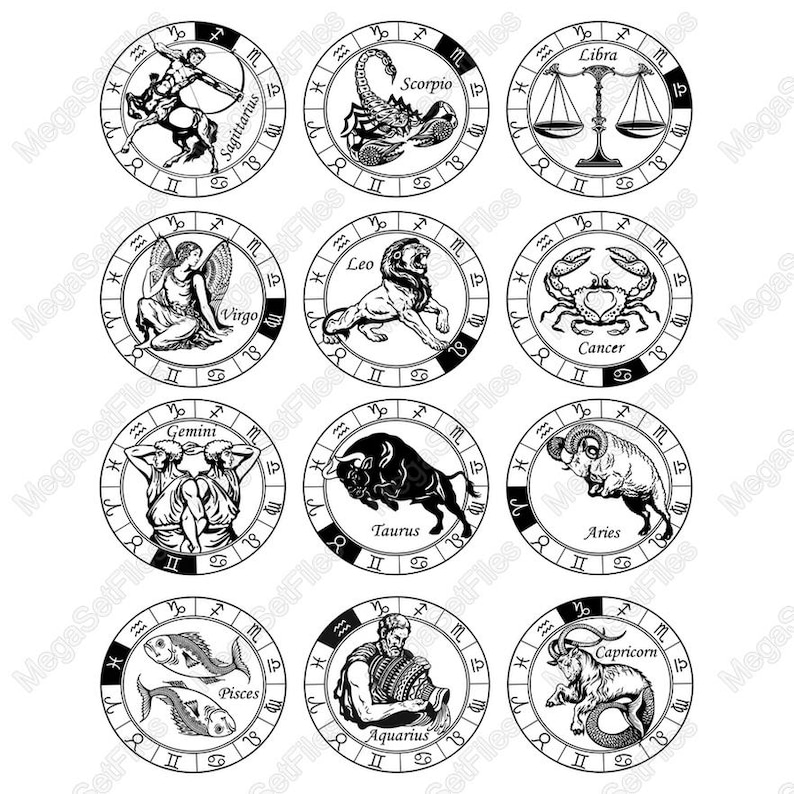 200 000 cliparts + Set de cliparts de signos del zodíaco SVG PNG ...