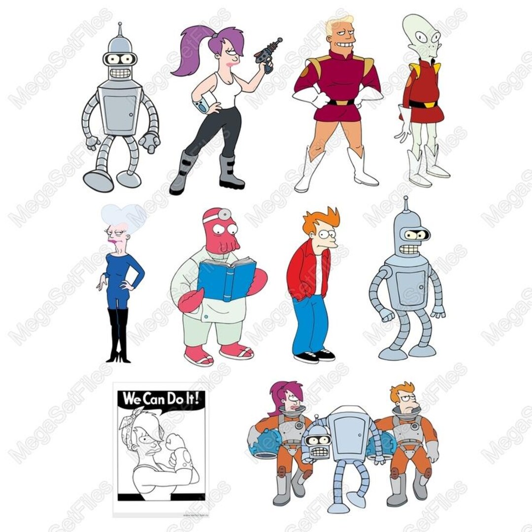 Futuristic Cartoon Character Clipart Set SVG PNG - Vibrant Space Theme ...
