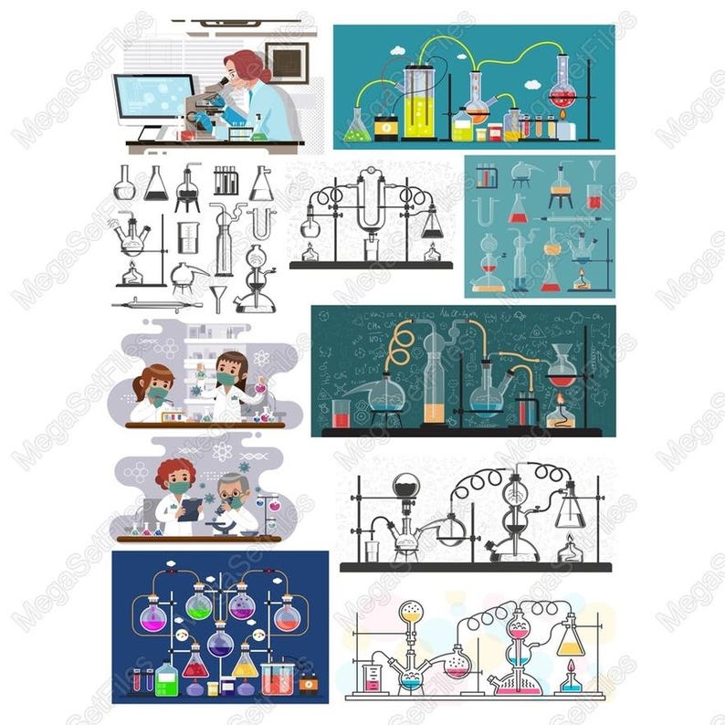 200,000 Cliparts + Science Lab Clipart Set in SVG & PNG - Educational ...