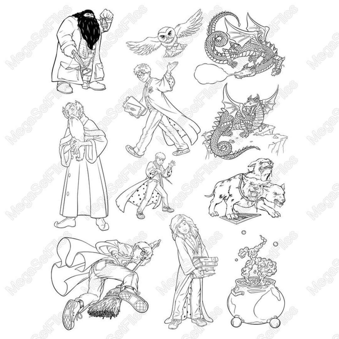 Magical Wizarding World Clipart Set SVG PNG, Fantasy Creatures ...