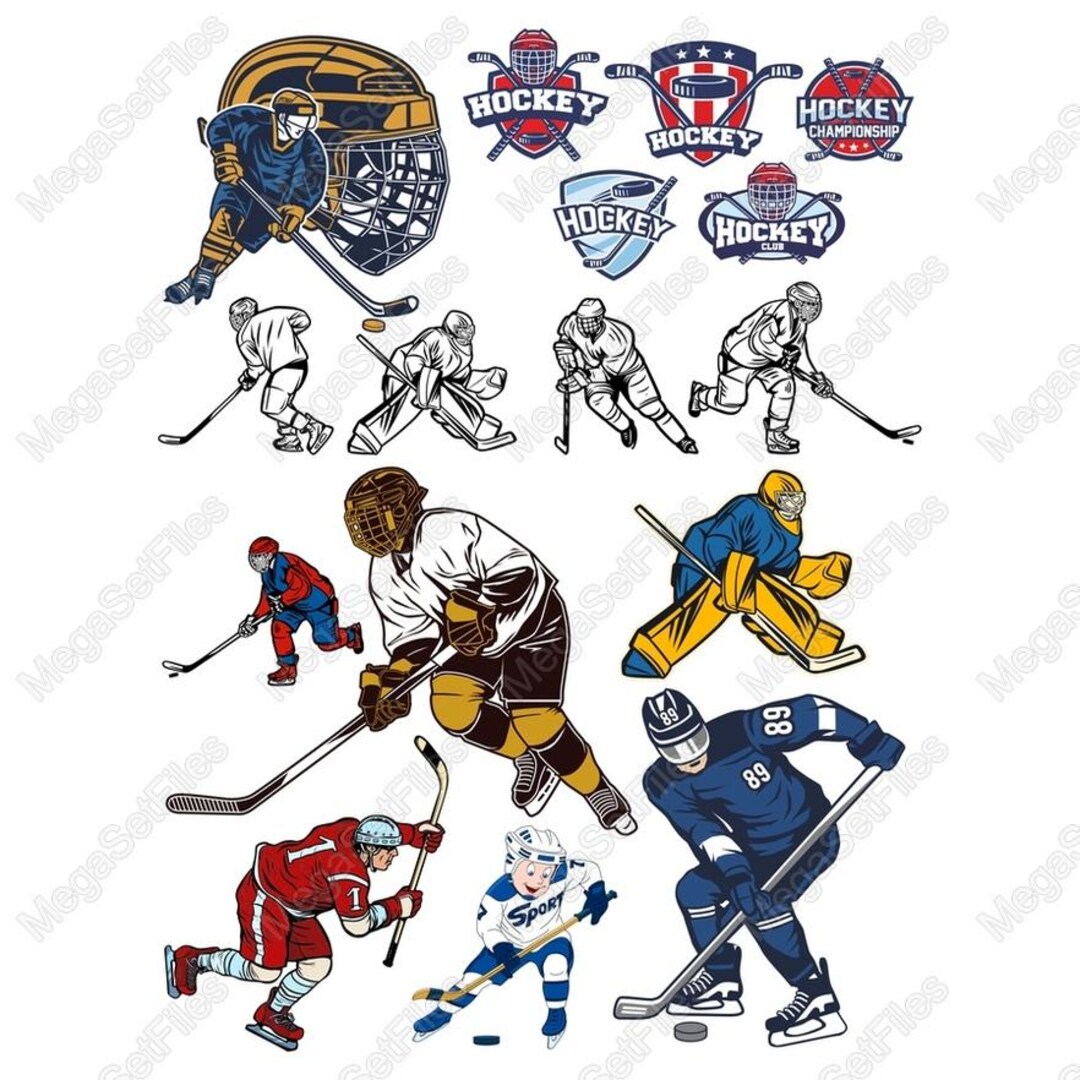 Ice Hockey Player Action SVG PNG Clipart Set, Bold Athletic Sports ...
