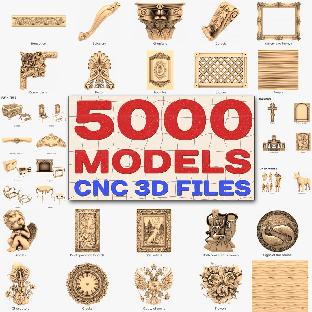 5000 3D Models for CNC Router, Router Engraver, Relief Model, File Stl ...