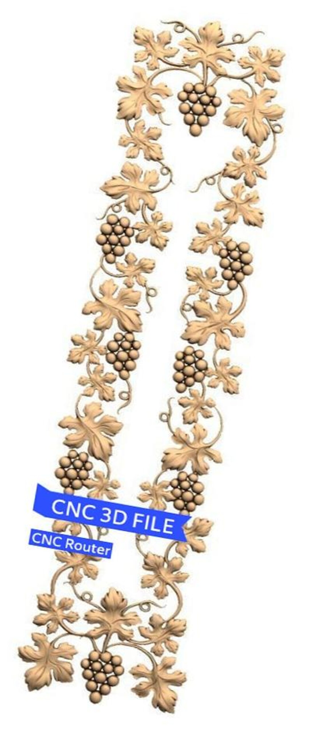 Grapevine Elegance STL 3D Relief for CNC Router, Wine Themed Wall Panel ...