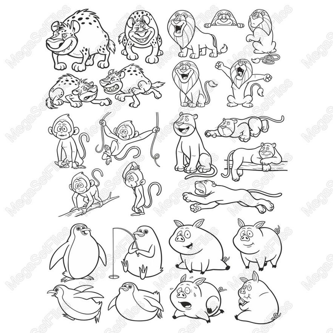 200,000 Cliparts + Safari and Farm Animal Cartoon Clipart Set SVG PNG ...