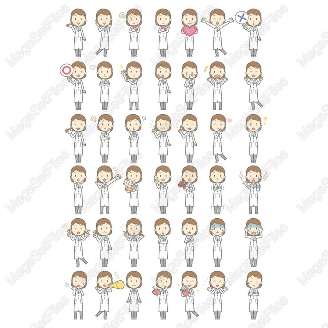 Cute Doctor Character Clipart Set - Medical Theme SVG PNG - Pastel ...