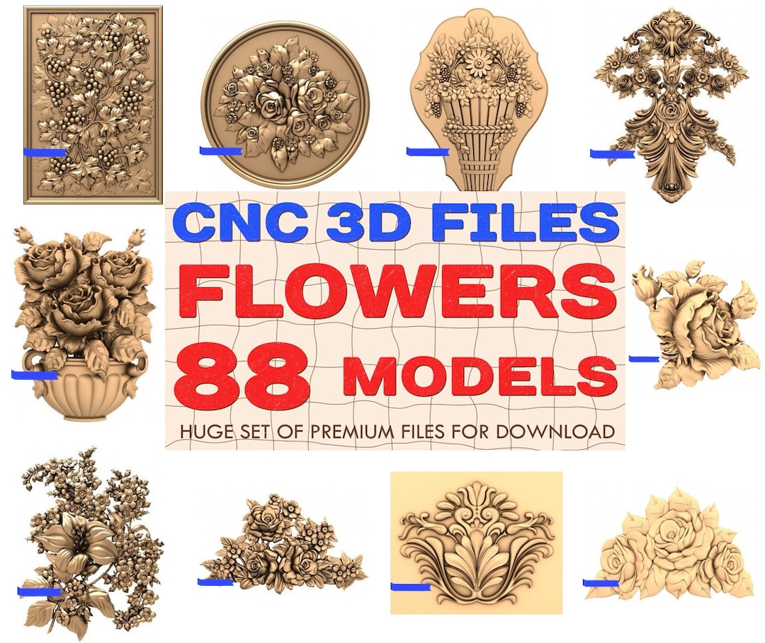 Flowers 88 Pcs CNC Stl 3d Models. Flowers Stl,flowers Cnc,flowers 3d ...