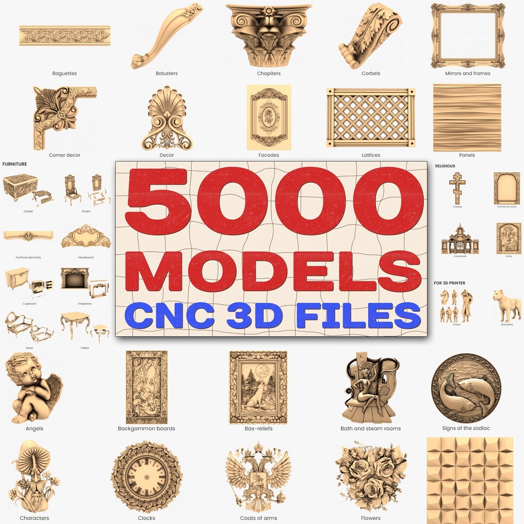 5000 3D Models for CNC Router, Carving Machine, 3d File, 3d Decor, Stl ...