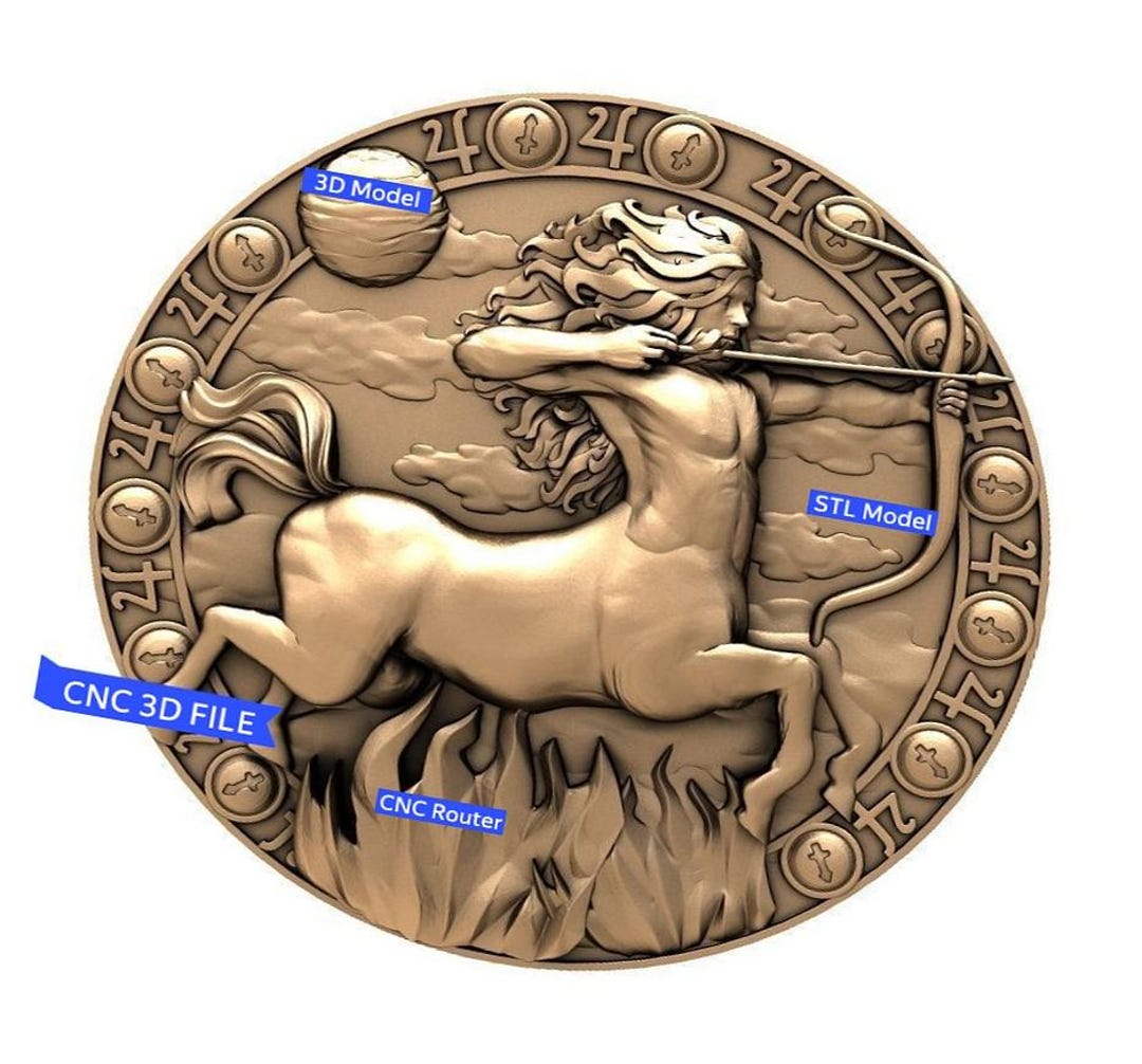 Sagittarius Zodiac STL Relief for CNC Archer Star Sign Wall Plaque - Etsy