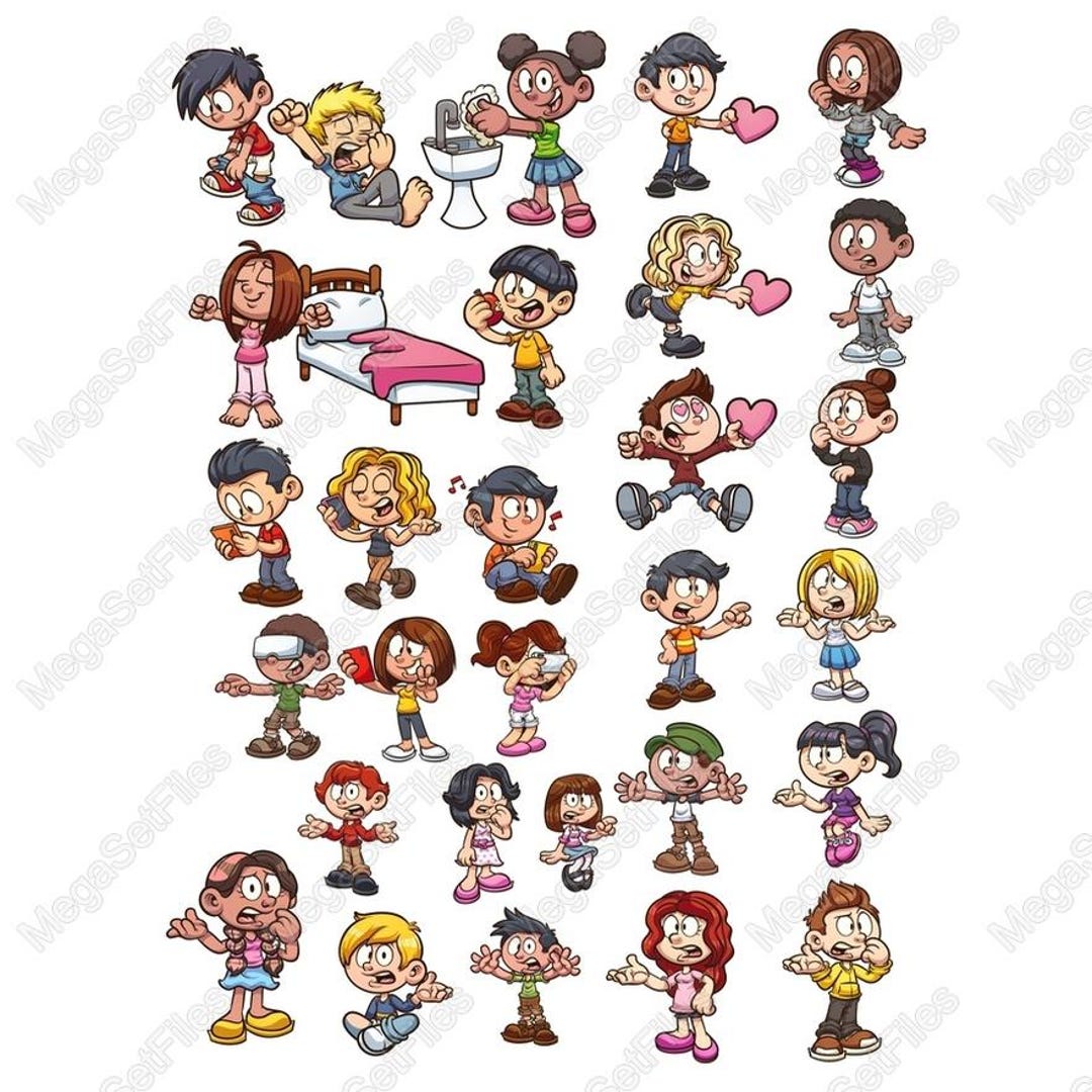 Cute Cartoon Kids Clipart Set - SVG and PNG - Fun Characters for ...