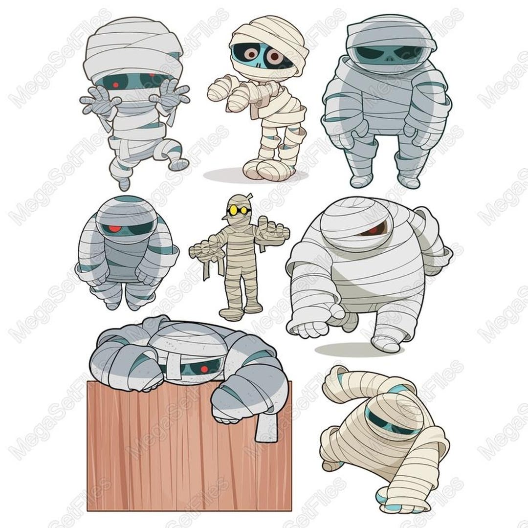 Halloween Mummy Clipart Set in Pastel Tones | SVG & PNG Formats - Etsy