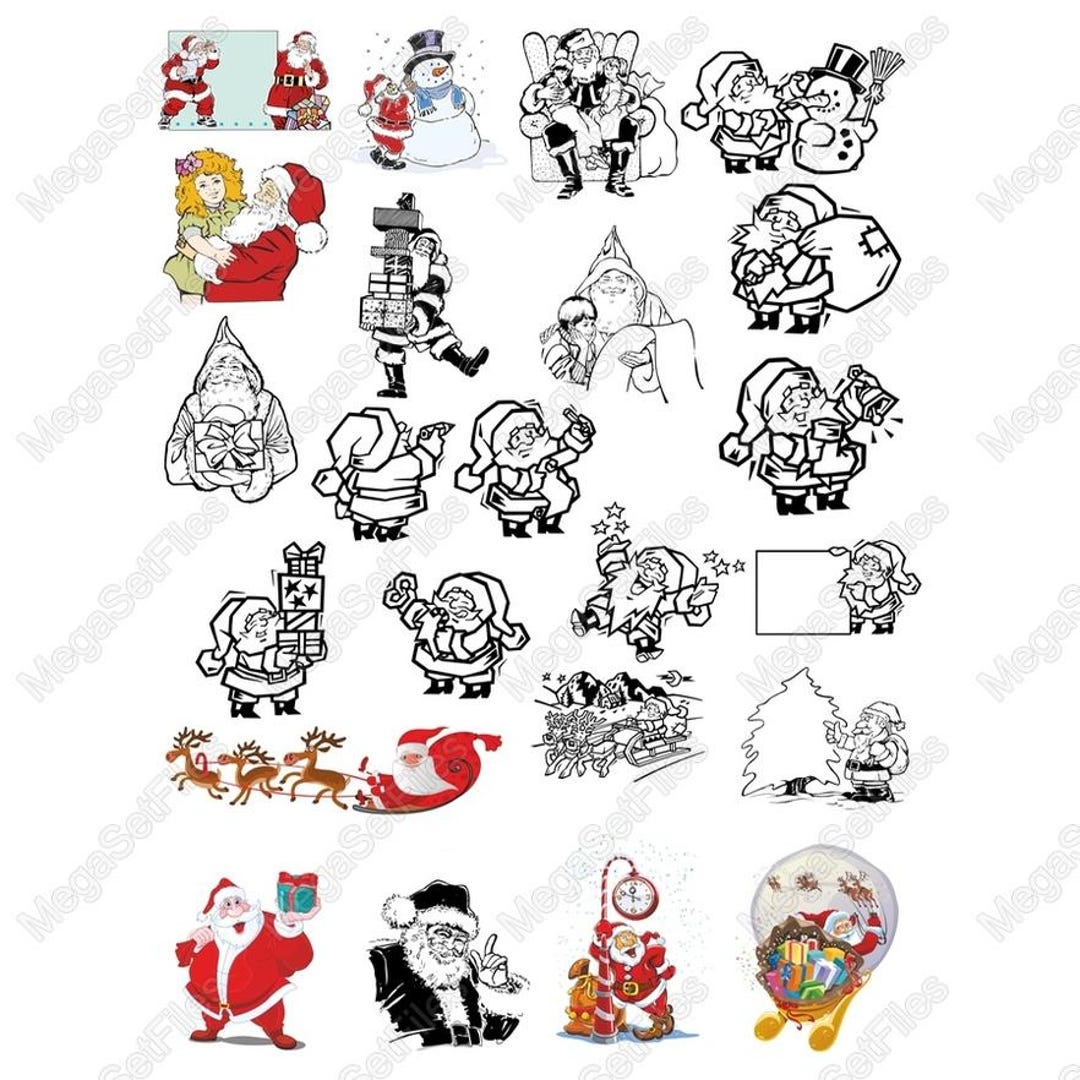 Vintage Santa Claus Clipart Set in SVG, PNG Format - Festive Holiday ...