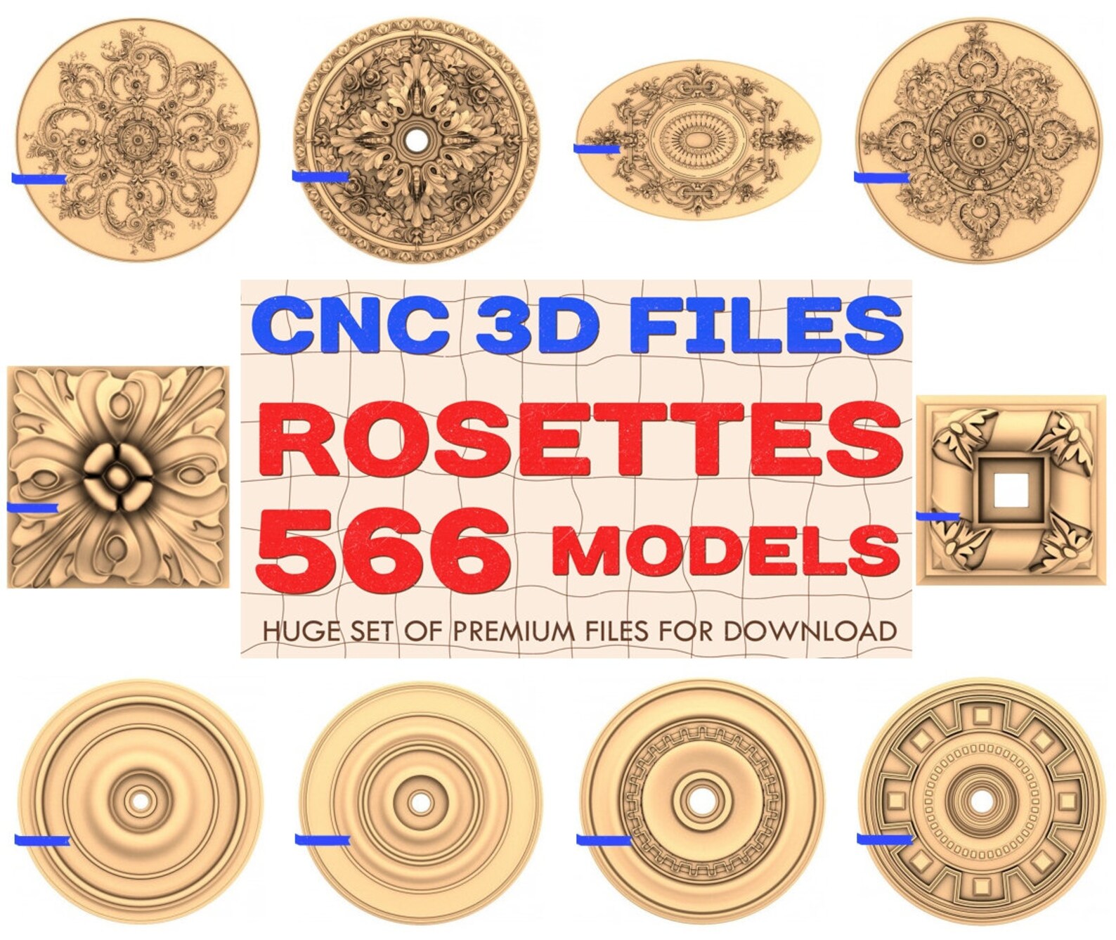 Rosettes 566 Pcs CNC Stl 3d Models. Rosettes Stl,rosettes Cnc,rosettes ...