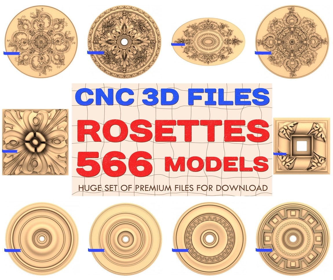 Rosettes 566 Pcs CNC Stl 3d Models. Rosettes Stl,rosettes Cnc,rosettes ...