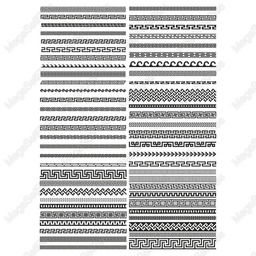 Greek Key Pattern Clipart in SVG, PNG | Monochrome Geometric Borders ...