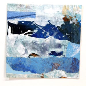 5x5 Original Abstract Painting – Blue & White Coastal Artwork, Modern ...