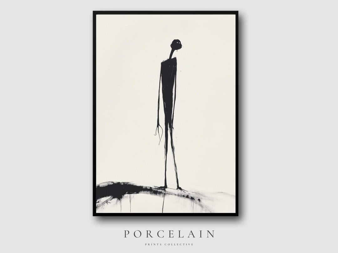 Abstract Ink Figure Wall Art | Black & White Minimalist Silhouette ...