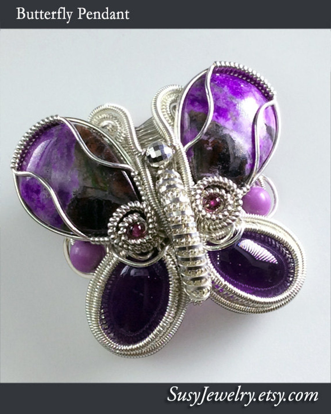 Purple Butterfly Pendant - Etsy