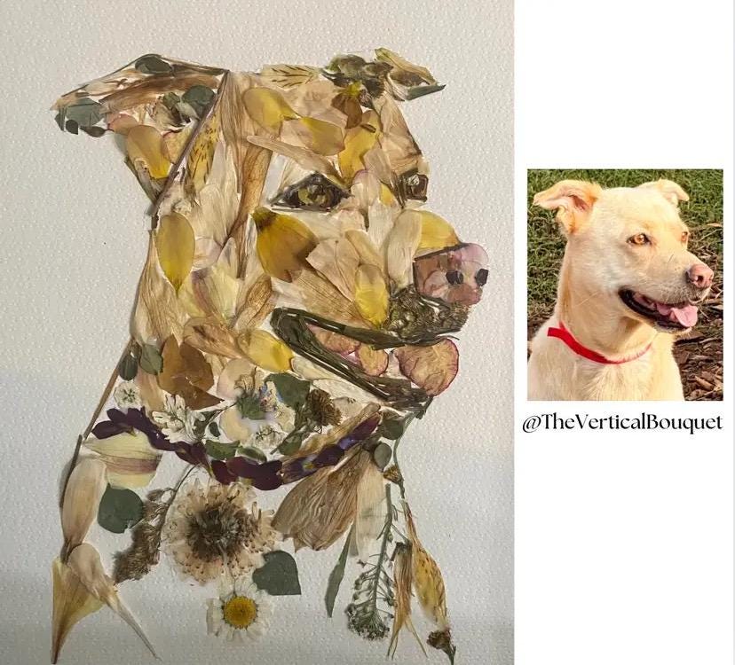Custom Floral Pet Portrait - Your Pet in Flowers - 8x10 - Etsy