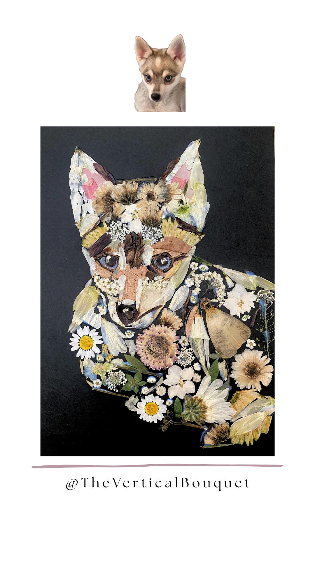 Custom Floral Pet Portrait - Your Pet in Flowers - 8x10 - Etsy
