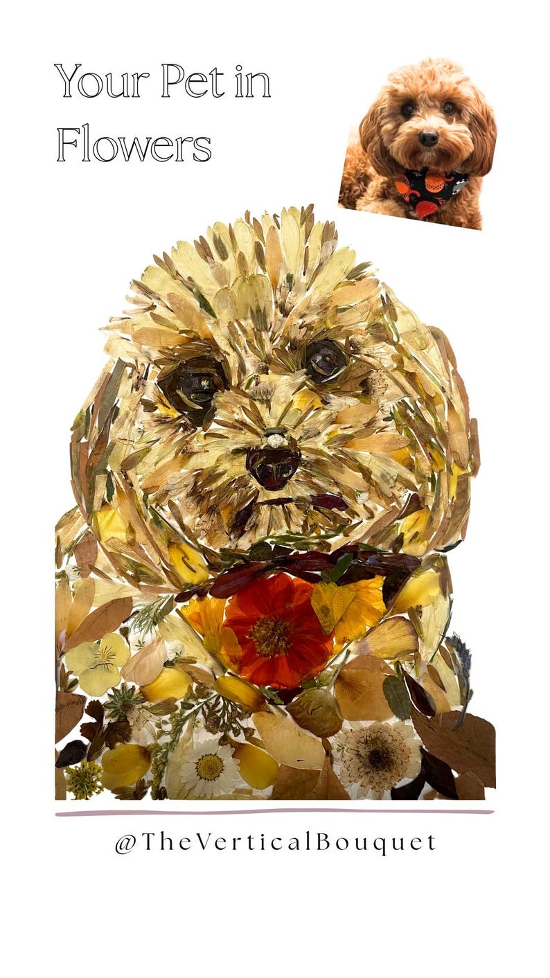 Custom Floral Pet Portrait - Your Pet in Flowers - 8x10 - Etsy