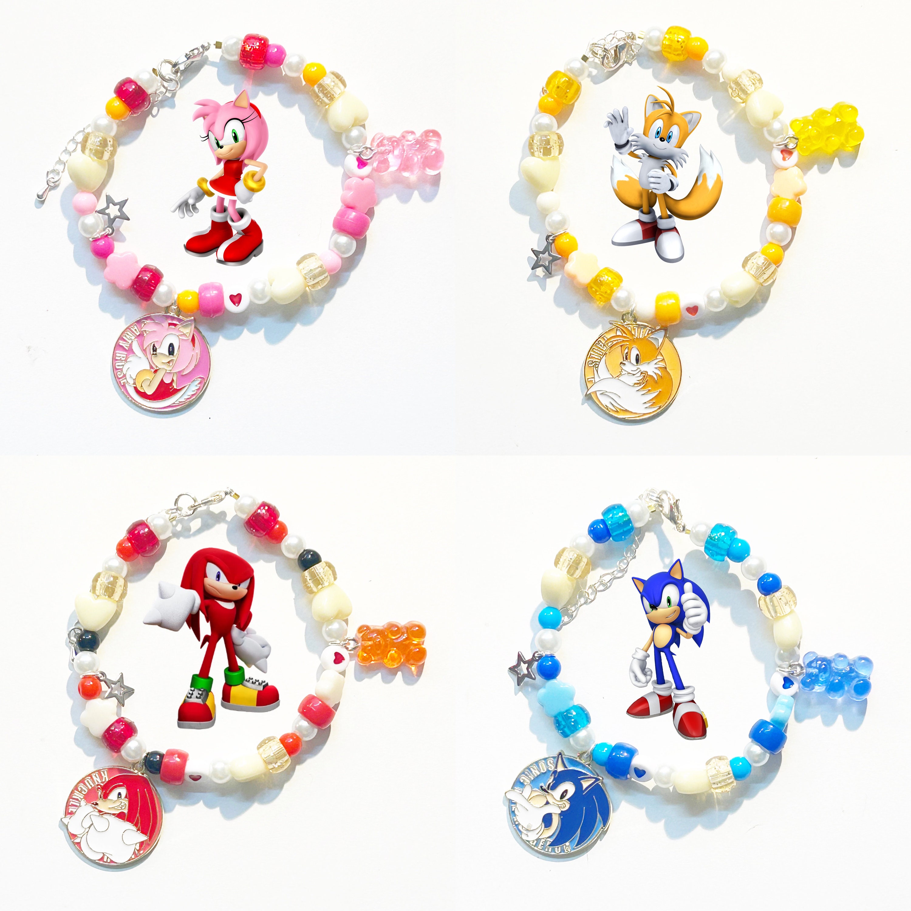 Sonic, Amy Rose, Tails, and Knuckles Matching Bracelets - Etsy