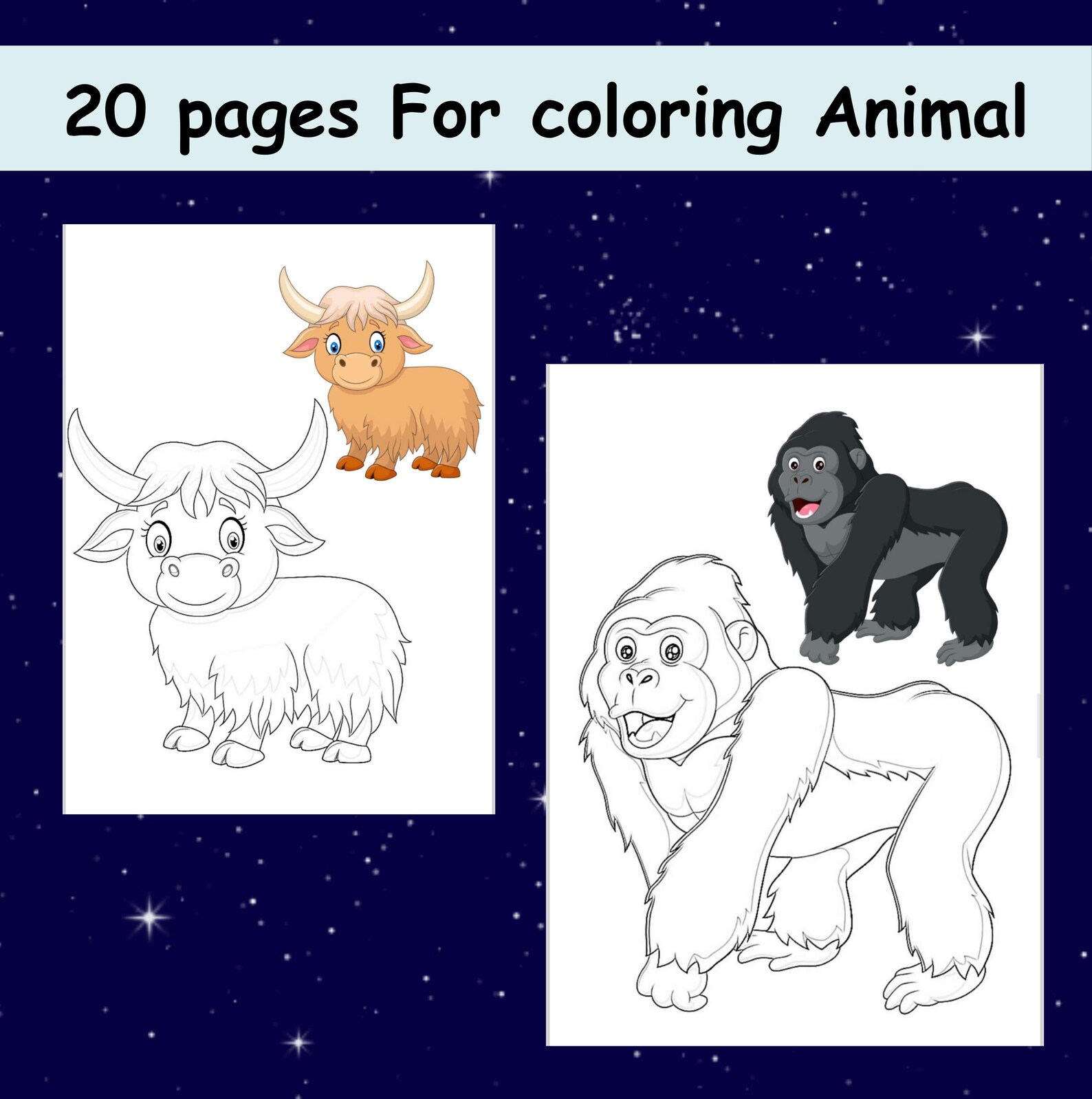 Animals Coloring Book, Fun Activity Pages (PDF Pattern) - Etsy
