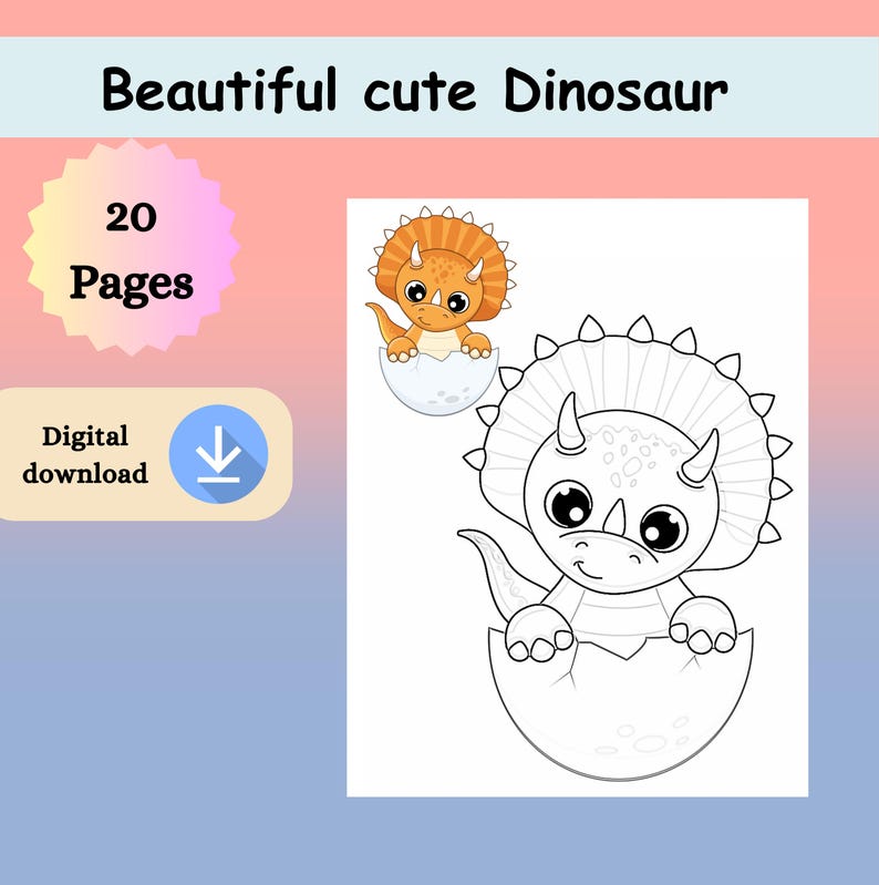 Coloring Book for Kids, Fun Printable Coloring Pages Dinosaur Activity ...