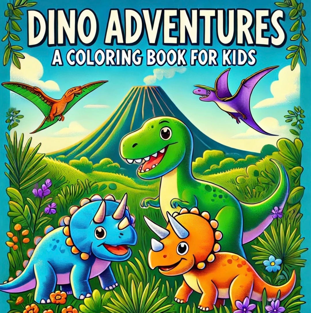 Dino Adventure Coloring Book for Kids, Educational Animals (PDF Pattern ...