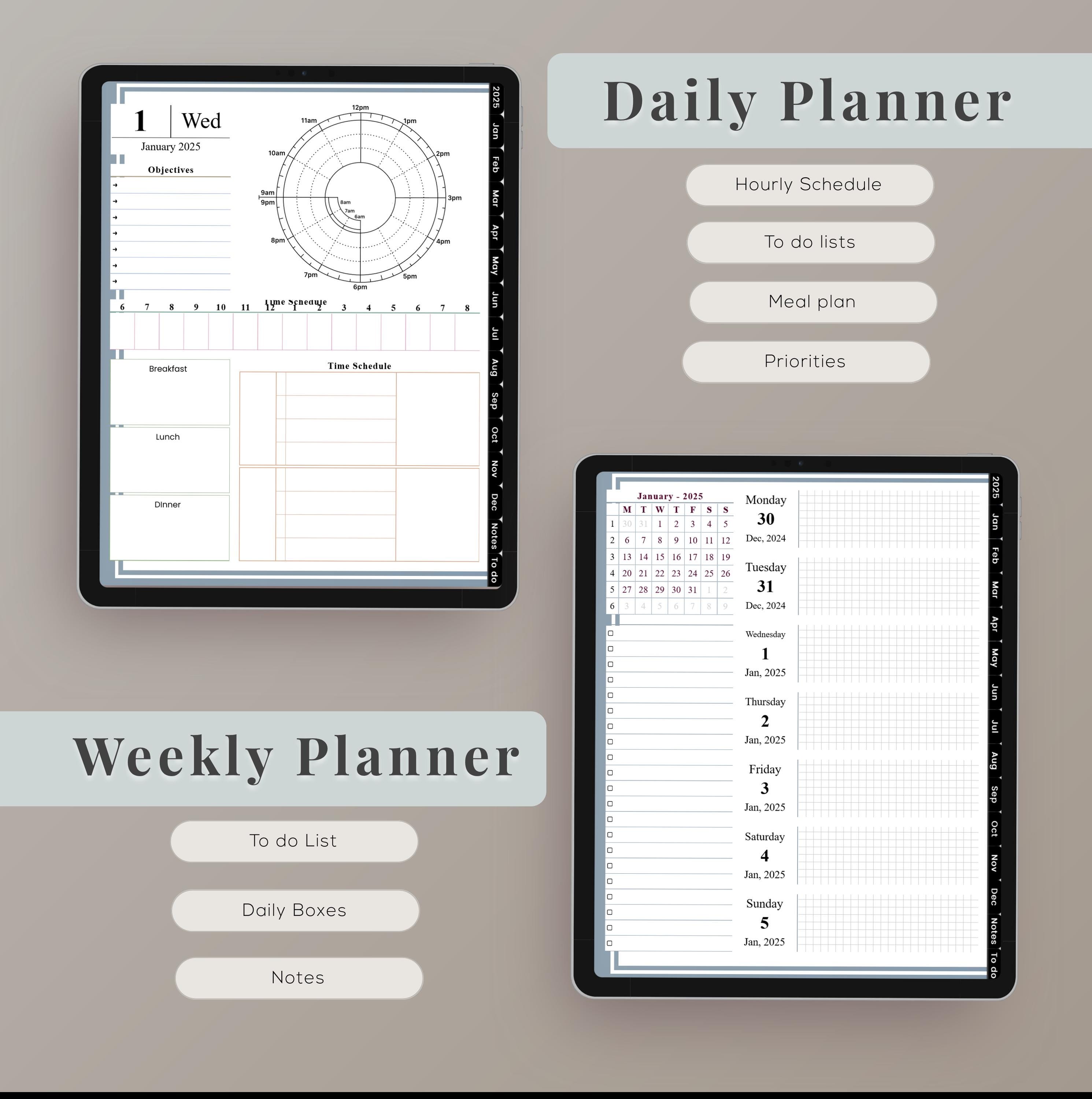 Simple Digital Planner for Year 2024 and 2025 - Etsy