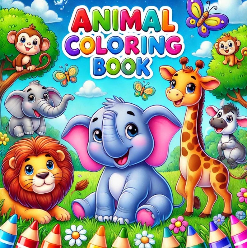 Animals Coloring Book, Fun Activity Pages (PDF Pattern) - Etsy