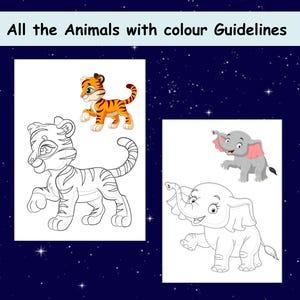 Animals Coloring Book, Fun Activity Pages (PDF Pattern) - Etsy