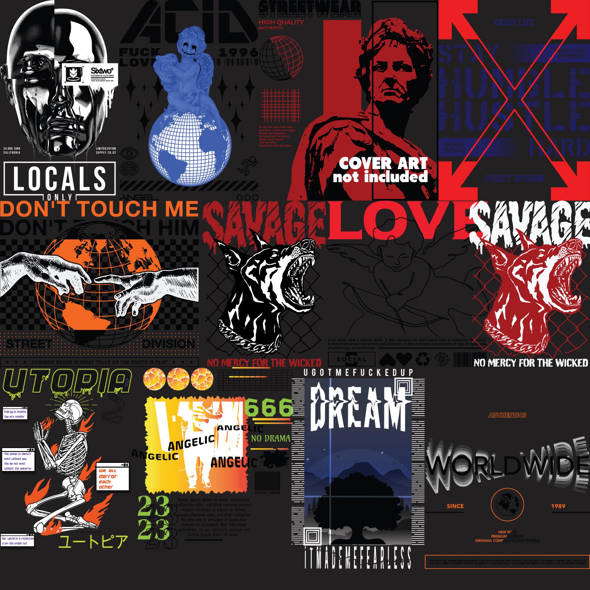 480+ Premium Streetwear Design Bundle | High-quality PNG & Vector Urban ...