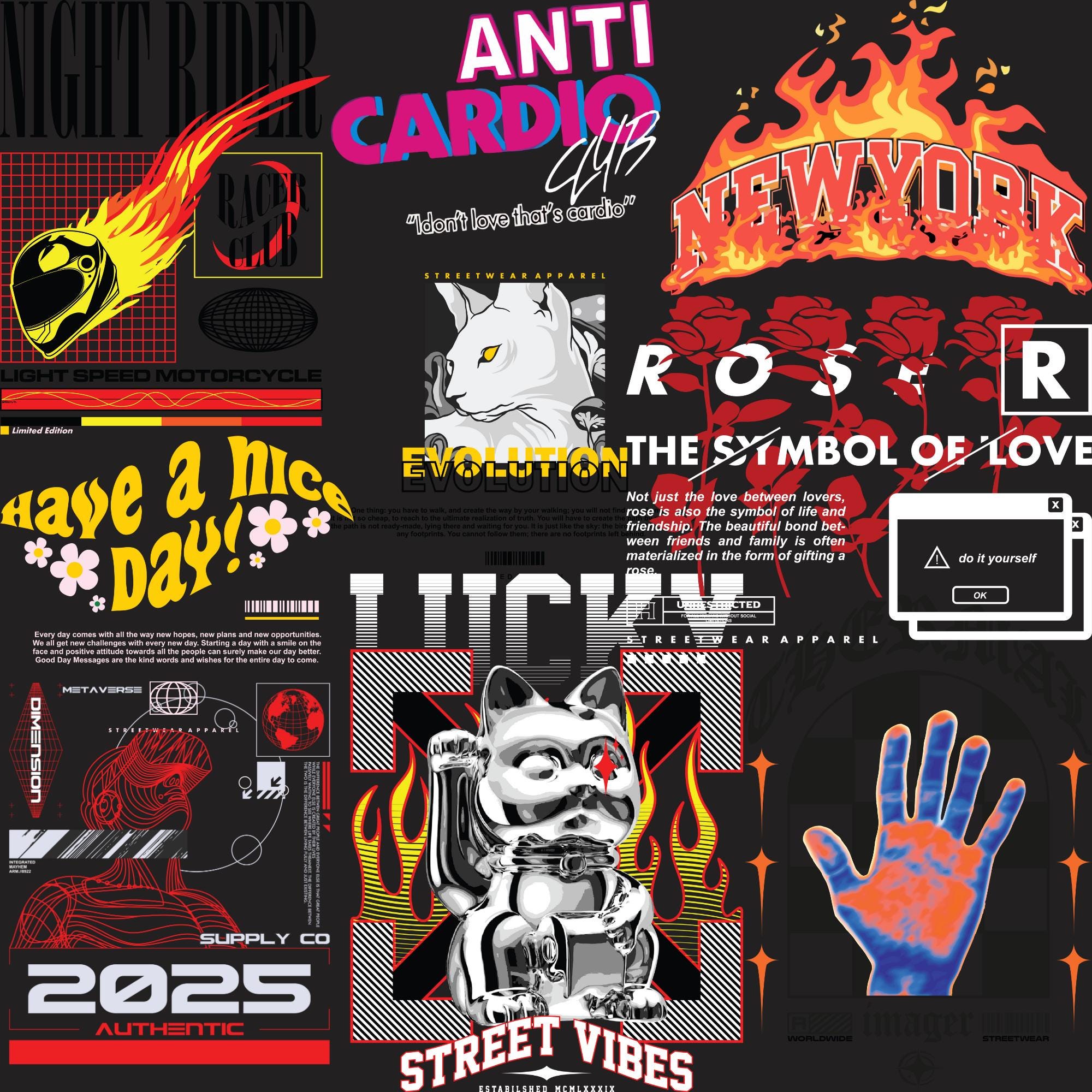 480+ Premium Streetwear Design Bundle | High-quality PNG & Vector Urban ...