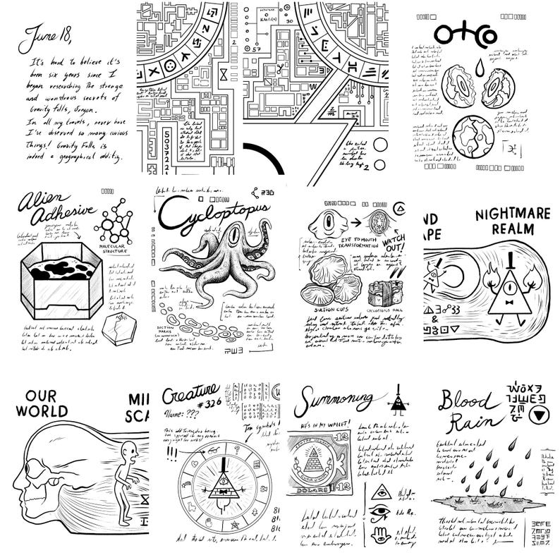 140+ Gravity Falls Diary PNG Bundle | High-quality Clipart for Fans ...