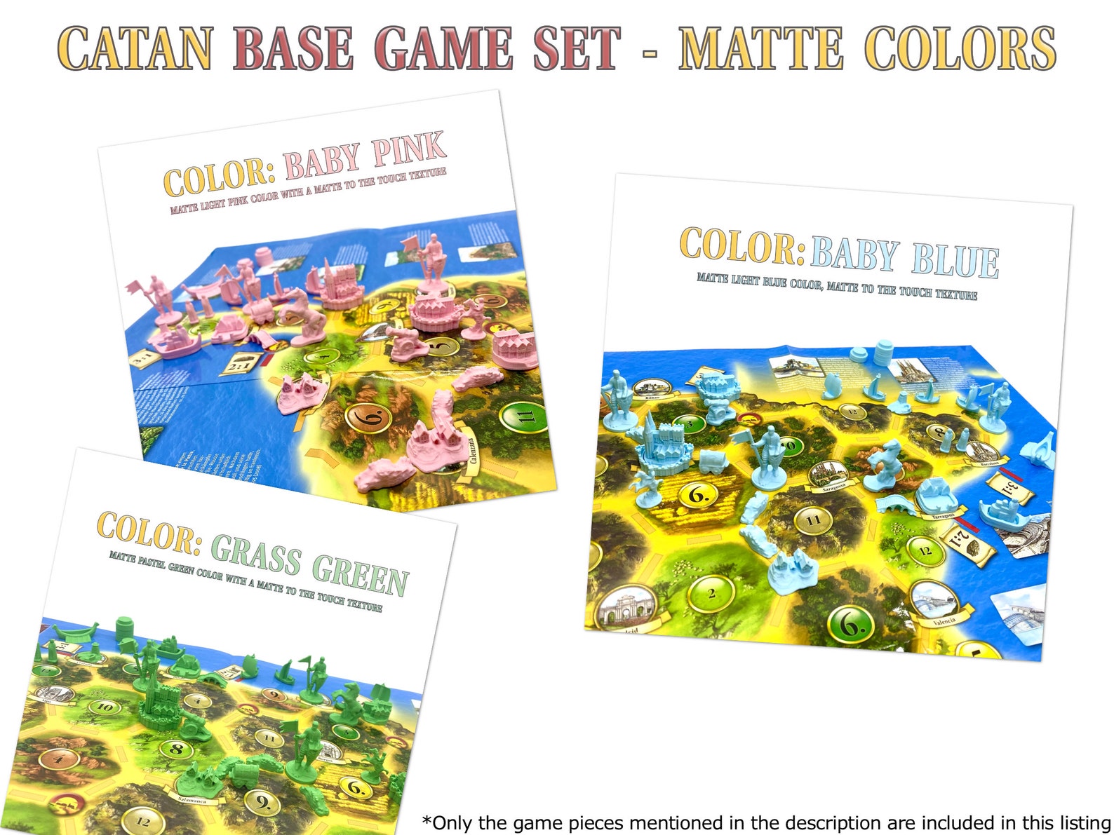 Catan Base Game Set - Matte Colors - Etsy