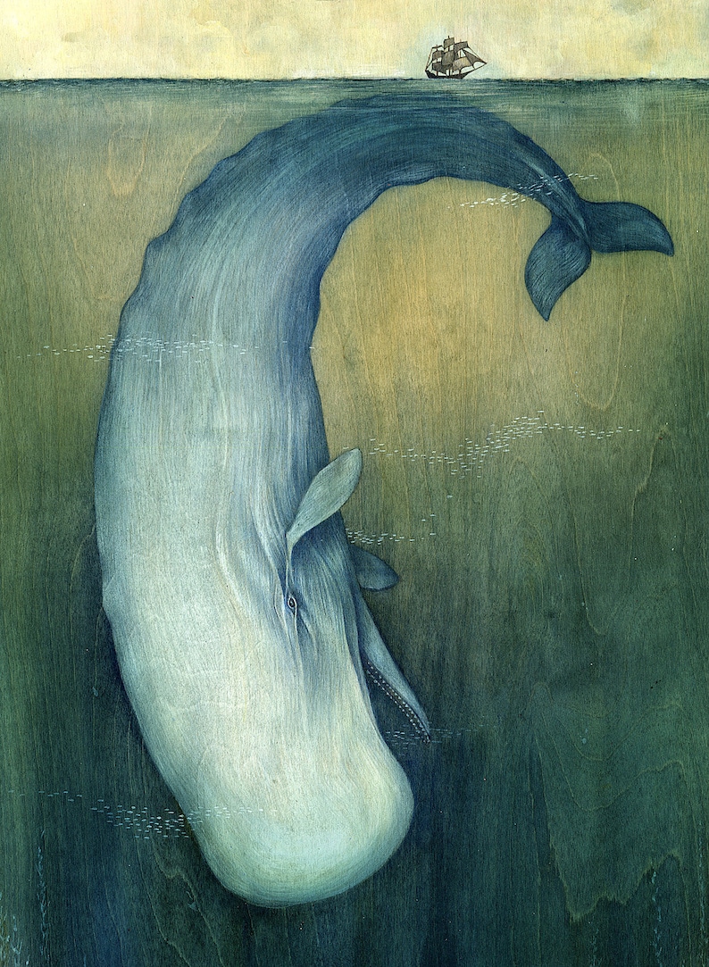 Moby Dick Whale Art Art Print Whale Print Wall Art Nautical Decor