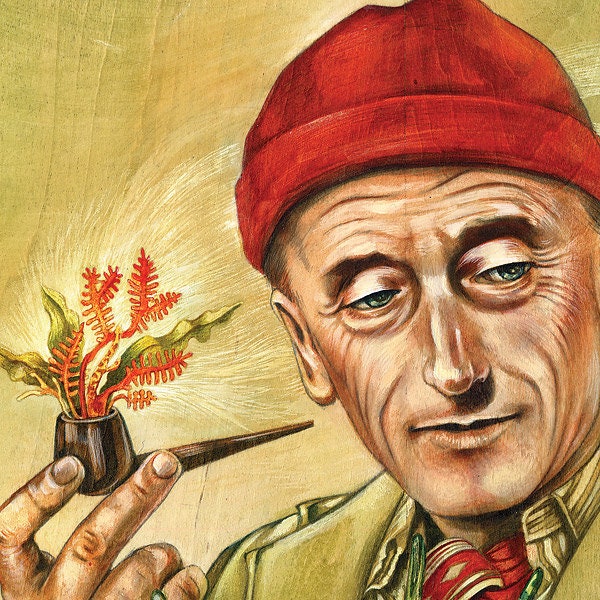 Jacques Cousteau Portrait Art Print Vintage Portrait Home Decor Wall ...