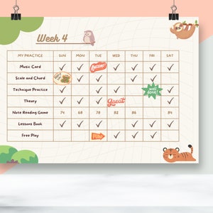 Kids Music Practice Chart | Printable Weekly Planner and Tracker - Etsy
