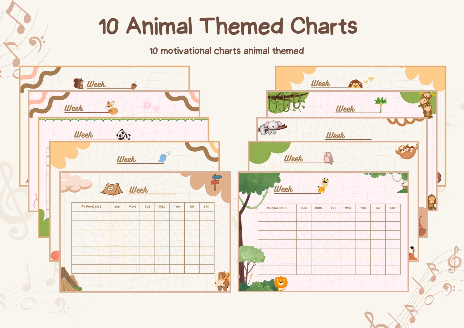 Kids Music Practice Chart | Printable Weekly Planner and Tracker - Etsy
